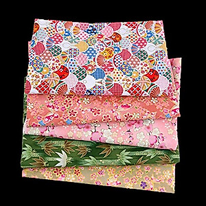 yotijar 5pcs Japanese Style Printed Cotton Fabric for Quilting Crafts Sewing DIY - Type 1