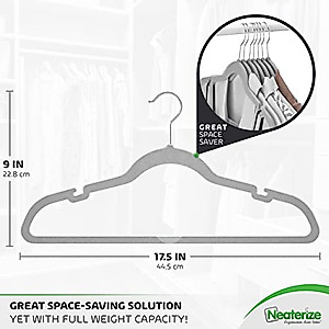 Velvet Hangers 60 Pack Grey – Heavy Duty Velvet Clothes Hangers - Non Slip Felt Coat and Suit Hangers for Closet - Lightweight Thin Space Saving Ganchos para Colgar Ropa