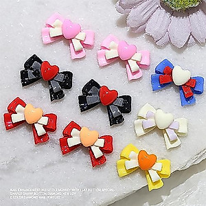 Bow Tie Nail Charms for Acrylic Nails，70PCS Girl Cute Resin Nail Rhinestones Decoration,Nail Jewels Y2K Accessories for Nail Art Supplies Manicure Craft DIY BBATT-HAPPY