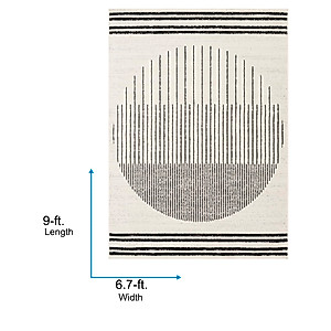 Livabliss Penrod Modern Geometric Area Rug,6'7" x 9',Black/Ivory