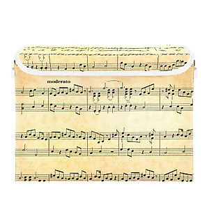 BiCca Music-sheet-old-pattern Large Fabric Storage Boxes with Handles, Large Foldable Storage Bin with Lid, for Shelves Closet Home Bedroom Office., style