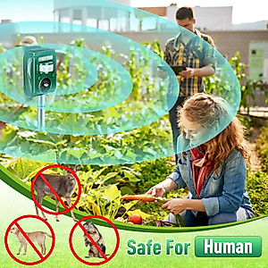 Qualirey Animal Repellers Solar Deterrent Devices Green Waterproof Ultrasonic Deer Repellents with Motion Sensor Flashing Light for Garden Farm House Drive Cat Dog Bird Coyote Skunk(Green)
