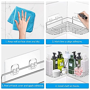 AUYYOSK Shower Caddy Corner,Adhesive Metal Bathroom Shelf Wall Mounted, Non-Drilling Floating Shelf for Bathroom Organizer/Shower Organizer/Kitchen (2 Pack Silver)
