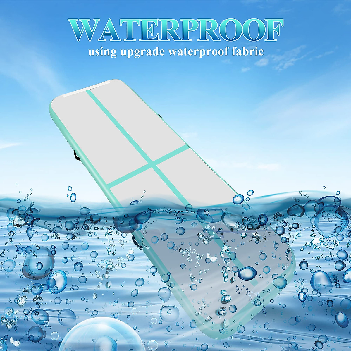 COVERONICS Air Gymnastics Training Mats - 10FT Inflatable Gymnastics Mats Tumble Track with Pump & Storage Bag for Gymnastics Training/Home&Outdoor Use/Cheerleading/Yoga/Water