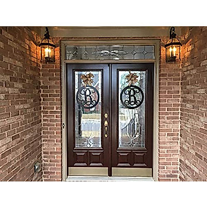 PK Décor Initial Decor for Wall, Metal ACM Initial Sign for Home, 24 inch Script Font, Weatherproof Outdoor Decor, Single Letter Circle Monogram Wreath, QUICK