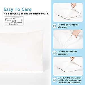 TILLYOU Toddler Pillowcase 2 Pack with Envelope Closure,13" x 18" Silky Soft Microfiber Travel Kids Pillow Cases for Boys and Girls,Pure White