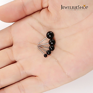JewelrieShop Faux Pearl Earrings Hypoallergenic Stainless Steel Imitation Stud Pearl Earrings for Women - 5 Pairs (Black)