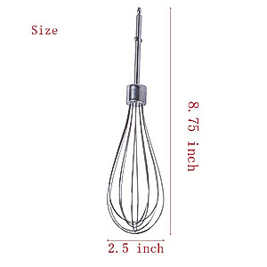 KHMPW & W10490648 Beaters for Hand Mixer by Wadoy Stainless Steel Pro Whisk Turbo Beaters, Cream, Making Mousse or Meringue, Shakes, Egg, Replace AP5644233, PS4082859, KHM2B, KHM512BM