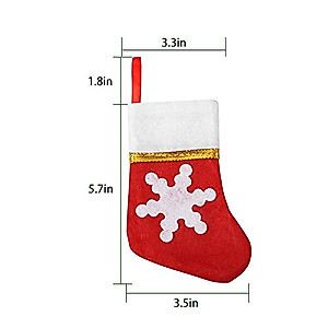 Amytalk 24 Pack Christmas Mini Stockings Tableware Holders Christmas Socks Decorations Spoon Fork Bag Candy Pouch Bag for Xmas Party Tree Dinner Table Home Ornaments