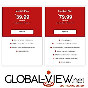 Live Streaming Dash Cam Vehicle DashCam GPS Tracking 4G LTE Dual Video Front & Cabin Facing Cameras 1080P HD DVR Video Loop Recording on 128GB microSD Card Event Alerts Global-View.Net