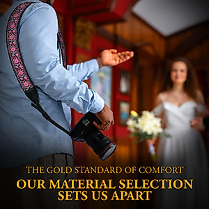 Art Tribute Pink Woven Camera Strap For All DSLR and SLR Camera, Embroidered Elegant Universal Neck & Shoulder Strap, BOHO Pattern. Best Gift for Photographers