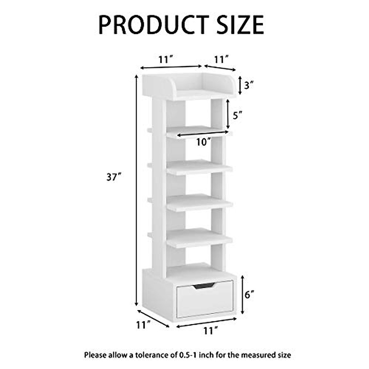 BURENMTO 6-Tier Vertical Shoe Rack for Closet, Narrow Shoe Rack for Entryway Tall Shoe Rack Organizer for Small Spaces Corner Small Shoe Rack White