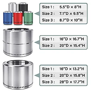 HGD 9.5 x 7.1 in Small Tabletop Fire Pit, Portable Mini Smokeless Table Top Firepit, Low Smoke Camping Stove for Outdoor & Patio, Fueled by Pellets or Wood, with Travel Bag, Stainless Steel, Silver