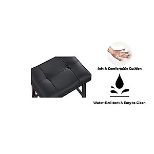 KAIRUITUCH 24 inch Bar Stools, Counter Height Kitchen Bar Stools for Home Bar, Dining, Saddle Seat Padding, Black Metal Legs, KR302PBK1