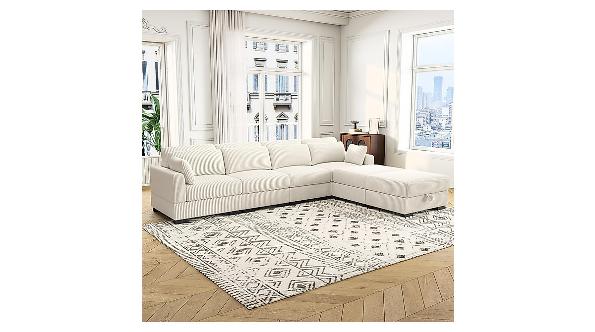 Nynsley 130 Inch Sectional Couches for Living Room,6 Seater Lounge Sofa ...