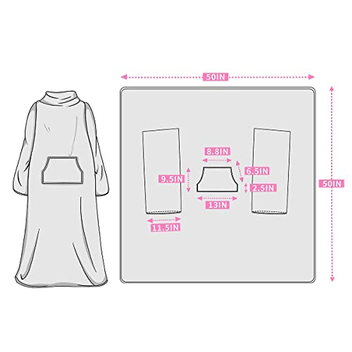 jejeloiu Lacrosse Wearable Blanket Warm Cozy, Sports Theme Dog Patttern Fleece Blanket with Sleeves for Women,Ball Games Fleece Wearable Blanket with Sleeves Pocket, 50"x50",Blue Grey