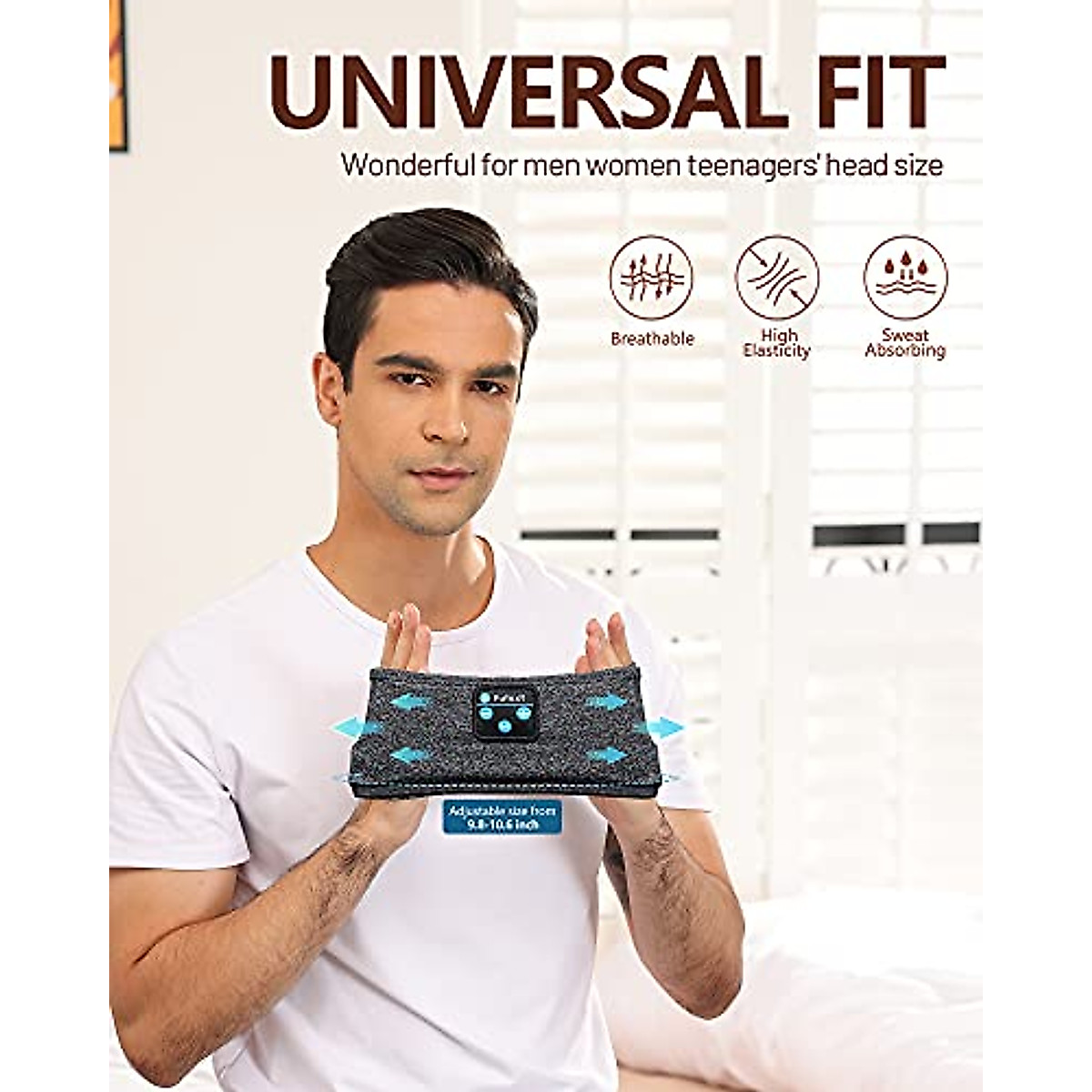 Perytong Sleeping Headphones Bluetooth Headband, Soft Sleep Headphones Headbands,Long Time Play Sleeping Headsets with Built in Speakers Perfect for Workout,Running,Yoga,Travel