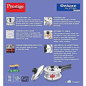 Prestige PRESSURE COOKER, 1.5 Liter, SILVER ,Stainless steel