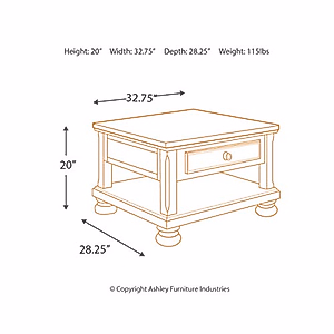 Signature Design by Ashley Porter Traditional Hand-Finished Lift Top Coffee Table, Dark Brown