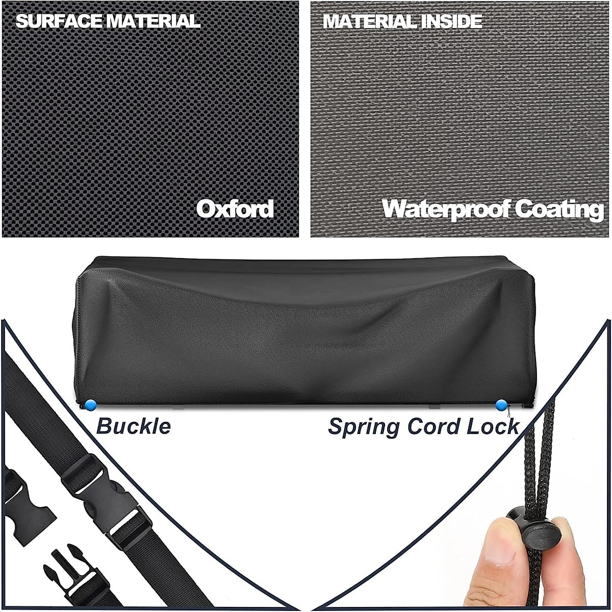 AZKDCL Patio Table Covers for Outdoor Furniture 79x49x16inch/LxWxH Waterproof Weatherproof Rectangular Cover 600D Heavy Duty Furniture Covers Tear Resistant Outdoor Table Cover