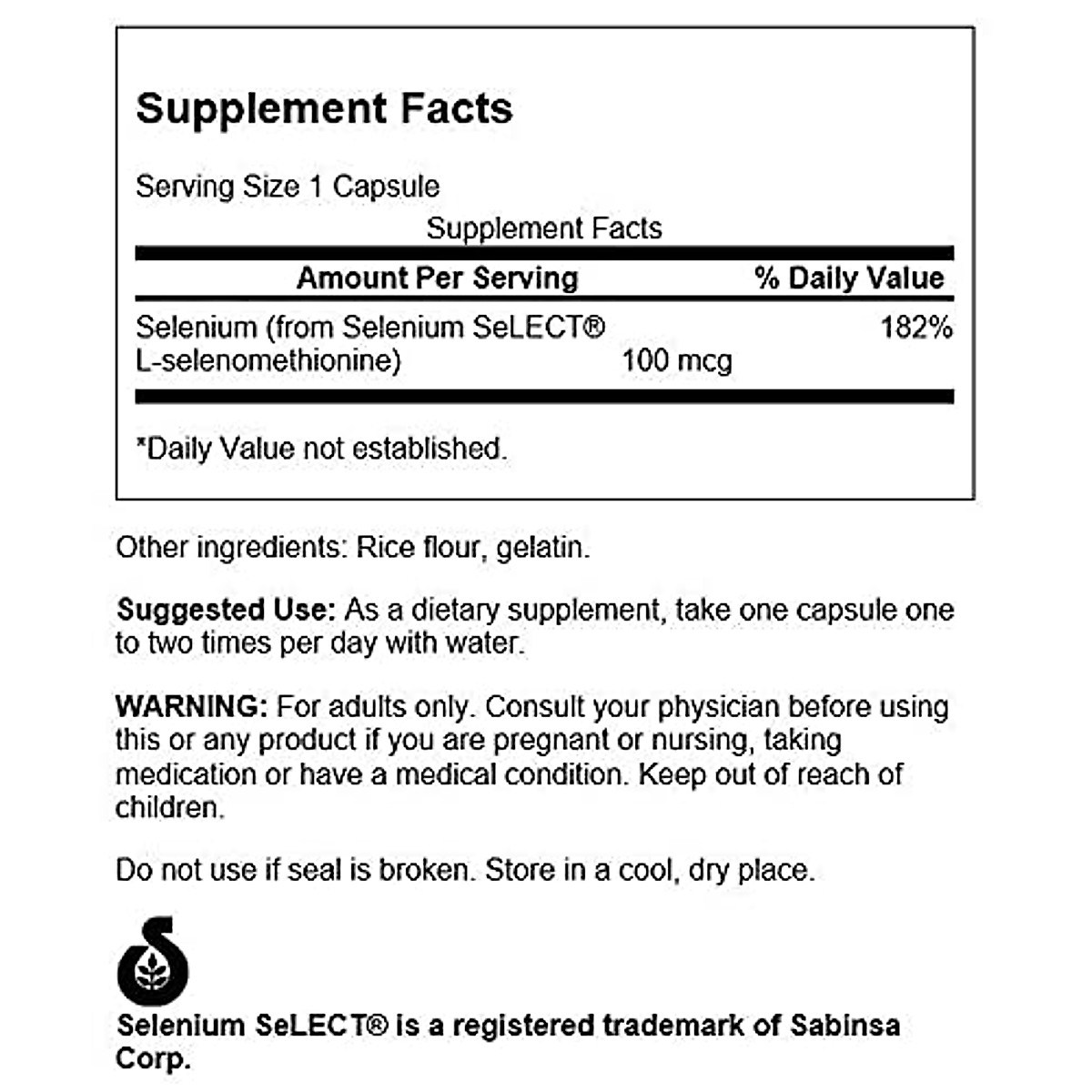 Swanson Selenium (L-Selenomethionine) 100 mcg 300 Capsules