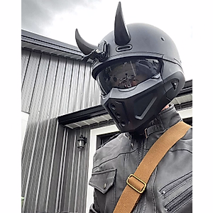 Helmet Flair MagNeatOhz Large Black Horns for Helmet | Made in USA | Helmet Accessory for Motorcycle Helmet, Bike Helmet, Ski Helmet | Magnetic & Interchangeable | Pair (Helmet Not Included)