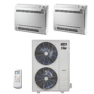 36,000 BTU 21.5 SEER ACiQ 2-Zone Floor Mounted Mini Split System w/Max Heat - 18+18