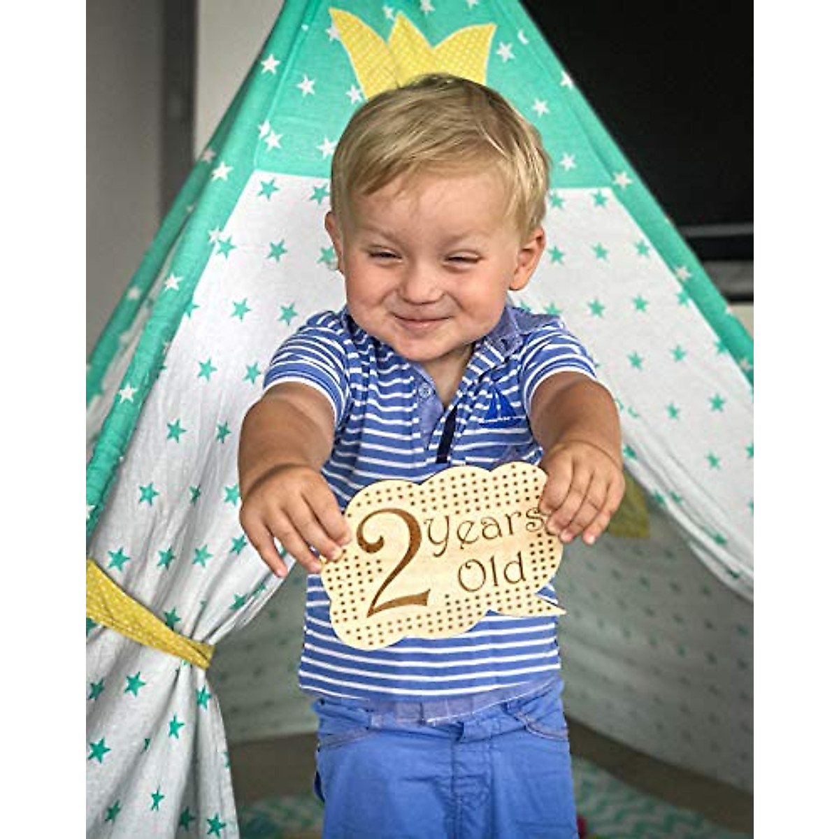 Heart's Sign 24 Designs Monthly Baby Milestone Cards - Baby Monthly Milestone Wood Discs | Baby Months Signs | Baby Milestone Discs | Baby Photo Props