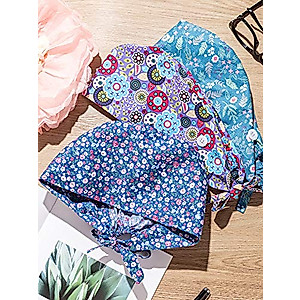 8 Packs Gourd-Shaped Working Cap with Buttons Sweatband Adjustable Hats Tie Back Hats Headwear Printed for Women Men, Multicoloured, Medium