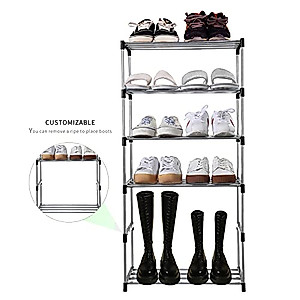 Jucaifu Stackable Small Shoe Rack, Entryway, Hallway and Closet Space Saving Storage and Organization (3-Tier, Black)