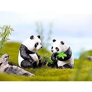 Tonnier 4 pcs Resin Mini Panda Set,Micro Landscape, Plant Pots,Miniature Figurines Kit for Fairy Garden,Succulent Pot,Doll House Decorations