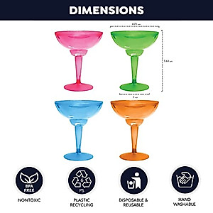 Party Essentials N121290 Cup Margarita Neonate 12Ct, 12 Count (Pack of 1), Assorted Neon