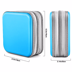 Bivisen CD/DVD Case Wallet, 48 Capacity, Sky Blue, Plastic, Portable Storage Organizer