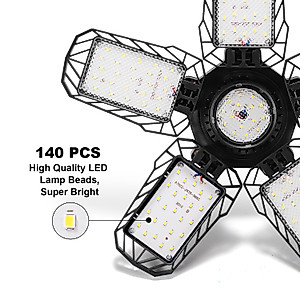 DooVii [Upgraded] 2-Pack LED Garage Light,400 Watt Equivalent 6500K,Cool Daylight White LED Area Light,E26/E27 Medium Base,for Outdoor Factory Warehouse Barn Backyard and More,Super Bright