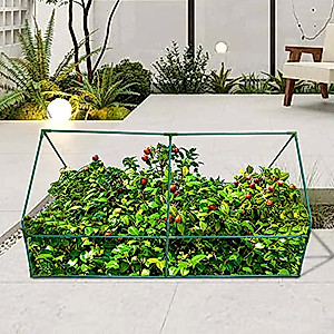 VERFARM Portable Greenhouse Kit for Raised Garden Bed with Roll-up Zipper Doors, Plants Hot House PE Cover for Protecting Plant from Cold Frost & Birds & Insects, Easy Access (8*4FT)