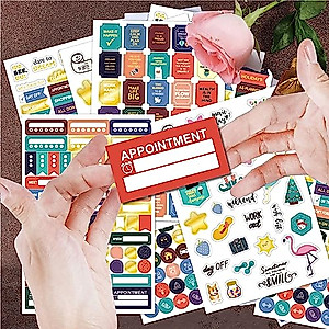 Daily Planner Stickers Inspirational Planning Stickers 4 Sheets 206Pcs Writeable Productivity Stickers Ideal for Business Notes Meetings,Calendars,to Do List