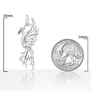 NARADA Jewelry Sterling Silver Open Filigree Rising Phoenix Bird Pendant Necklace, 18"