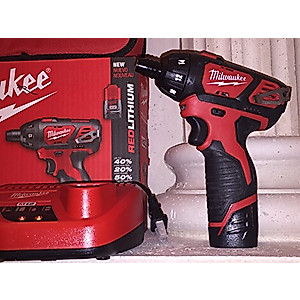 MILWAUKEE ELECTRIC TOOL 2401-22 M12 Cordless 12V Lithium-Ion Screwdriver with Two Batteries, Charger and Case, 1" x 1" x 1"