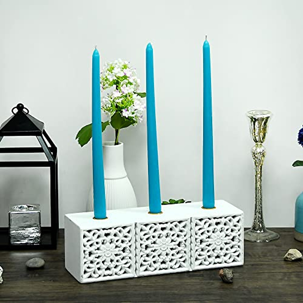 Zest Candle 12-Piece Taper Candles, 12-Inch, Turquoise