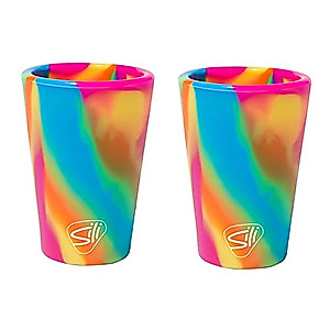 Silipint Silicone Shot-Glass Set: 6 Pack - Sugar Rush, Headwaters, Mountain Marble, Artic Sky & 2 Hippie Hops - 1.5oz