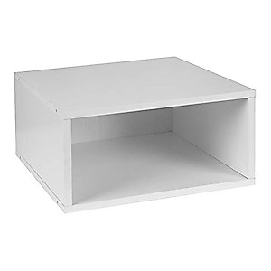 Niche Cubo Half Size Stackable Storage Cube- White Wood Grain