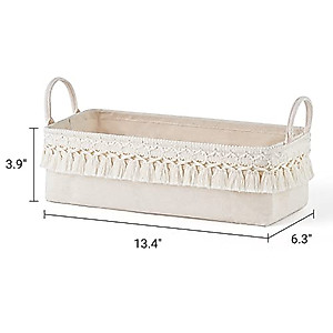 Mkono Macrame Tissue Box Cover and Boho Storage Baskets Organizer for Home Bedroom Living Room College Dorm Bed, Set of 3