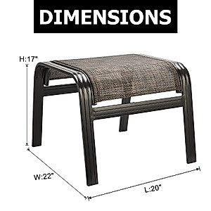 Blacky Rabbit Outdoor Ottomans for Patio Footrest Metal Chairs Patio Footstools Furniture Outside Stools Small Seat Set of 2 Brown, 2 Pack-brown, 22''*20''*17''