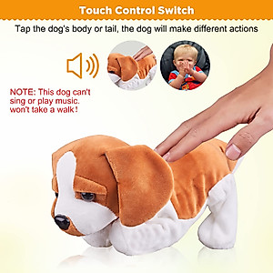 Pekingese Dog Interactive Barking Puppy Plush Animated Pet Electronic Dog Cute Robot Dog Baby Toys Touch Control Plush Stuffed Animal Dog Toy Toddler Kids Girl Toys Length 12"