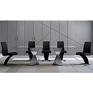 Modern Falcone 94" Dining Table - Clear Glass with Polished Stainless Steel Base