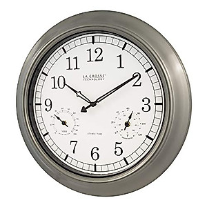 La Crosse Technology WT-3181PL-INT 18 inch Atomic Outdoor Clock with Temperature & Humidity