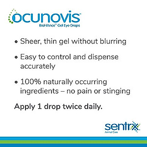 Sentrx Ocunovis Gel Eye Drops for Dogs & Cats, Eye Lube for Dogs Allergy Relief Lubricant, Dogs with Dry Eyes, Artificial Tears, 5 ml