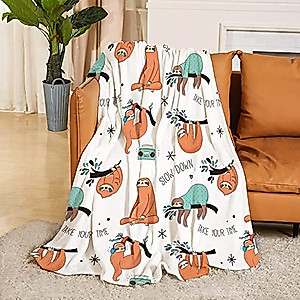 Cute Sloth Blanket, Printed Throw Ultra-Soft Comfortable Flannel Fleece Soft Throw Blanket for Bed Sofa 50x40 Inches (Sloth, 50" x 40")
