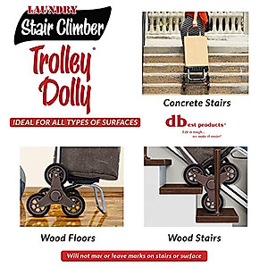 dbest products Stair Climber Laundry Trolley Dolly, Brown Laundry Bag Hamper Basket cart with wheels sorter