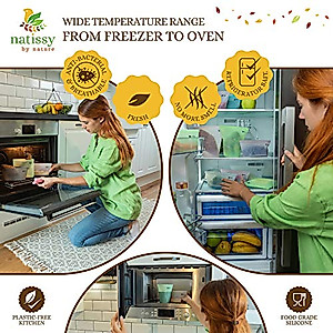 Reusable Silicone Bags, 8 Pack Leakproof Reusable Food Storage Bags, BPA free, Plastic Free Reusable Freezer Bags, Reusable Baggies for Sandwich, Silicon Pouch for Snack & Sous Vide Cooking (8-Pack, Blue color)